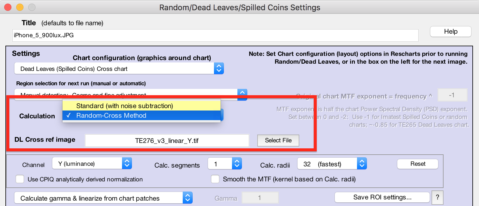Texture Analysis ( Random-Cross) Method | Imatest