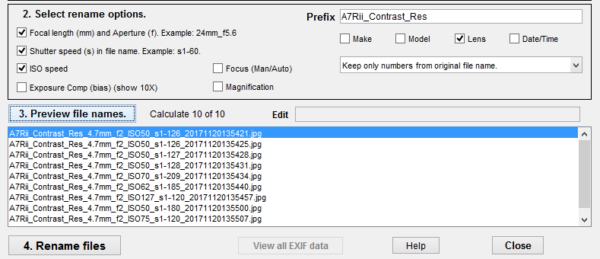 Rename Files using EXIF data | Imatest