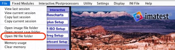 Default INI Folder | Imatest