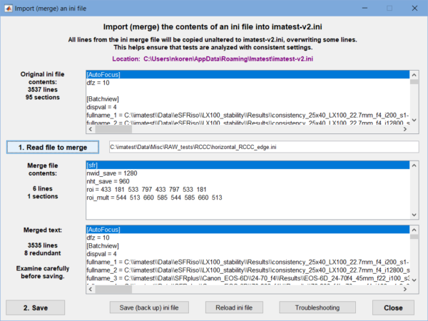 Saved Settings (INI files) | Imatest
