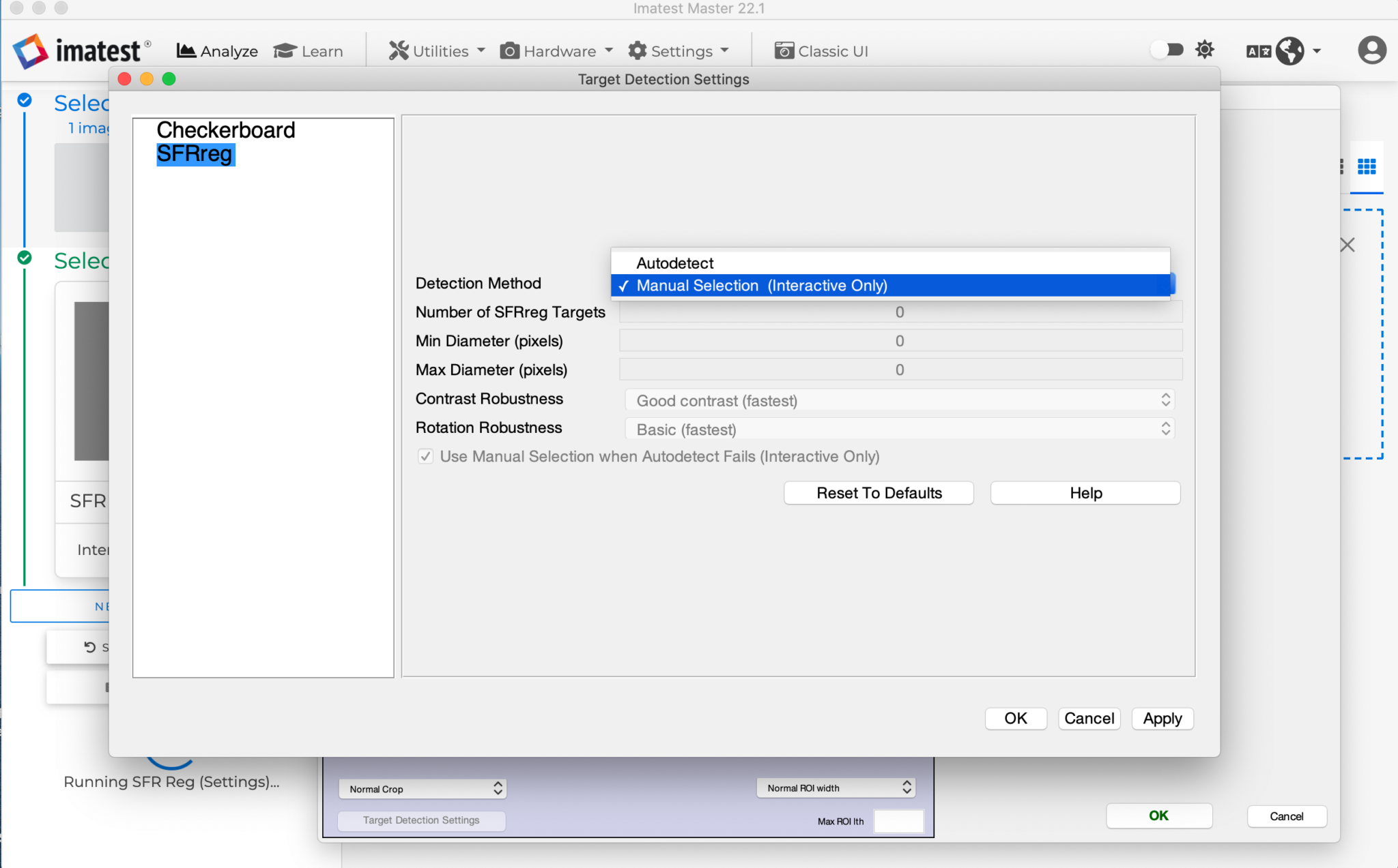 Target Detection Settings – SFRreg | Imatest