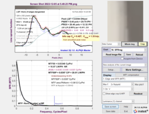 Interpolated slanted-edge SFR (MTF) calculation | Imatest